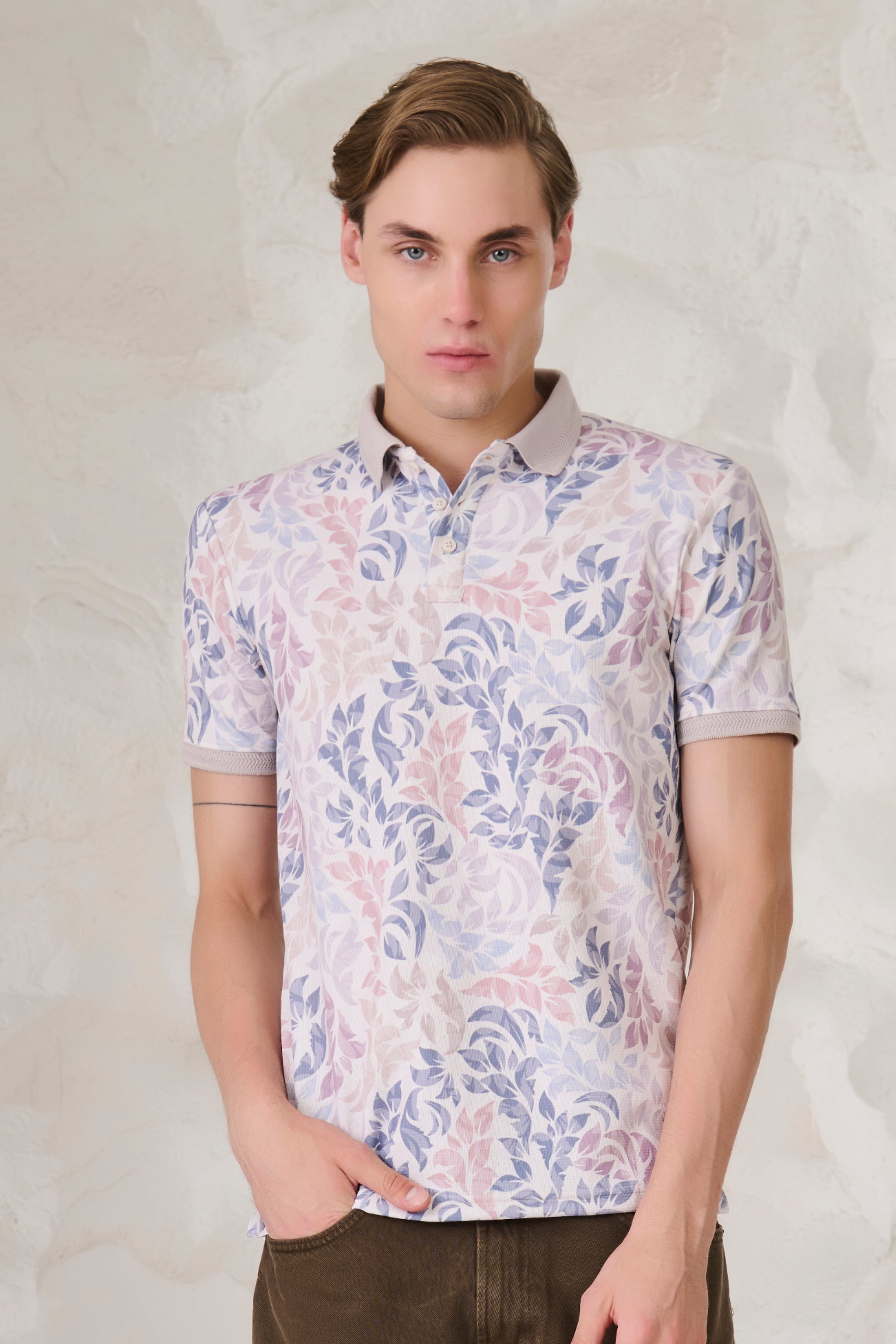 Painted Leaves Polo - Fawn