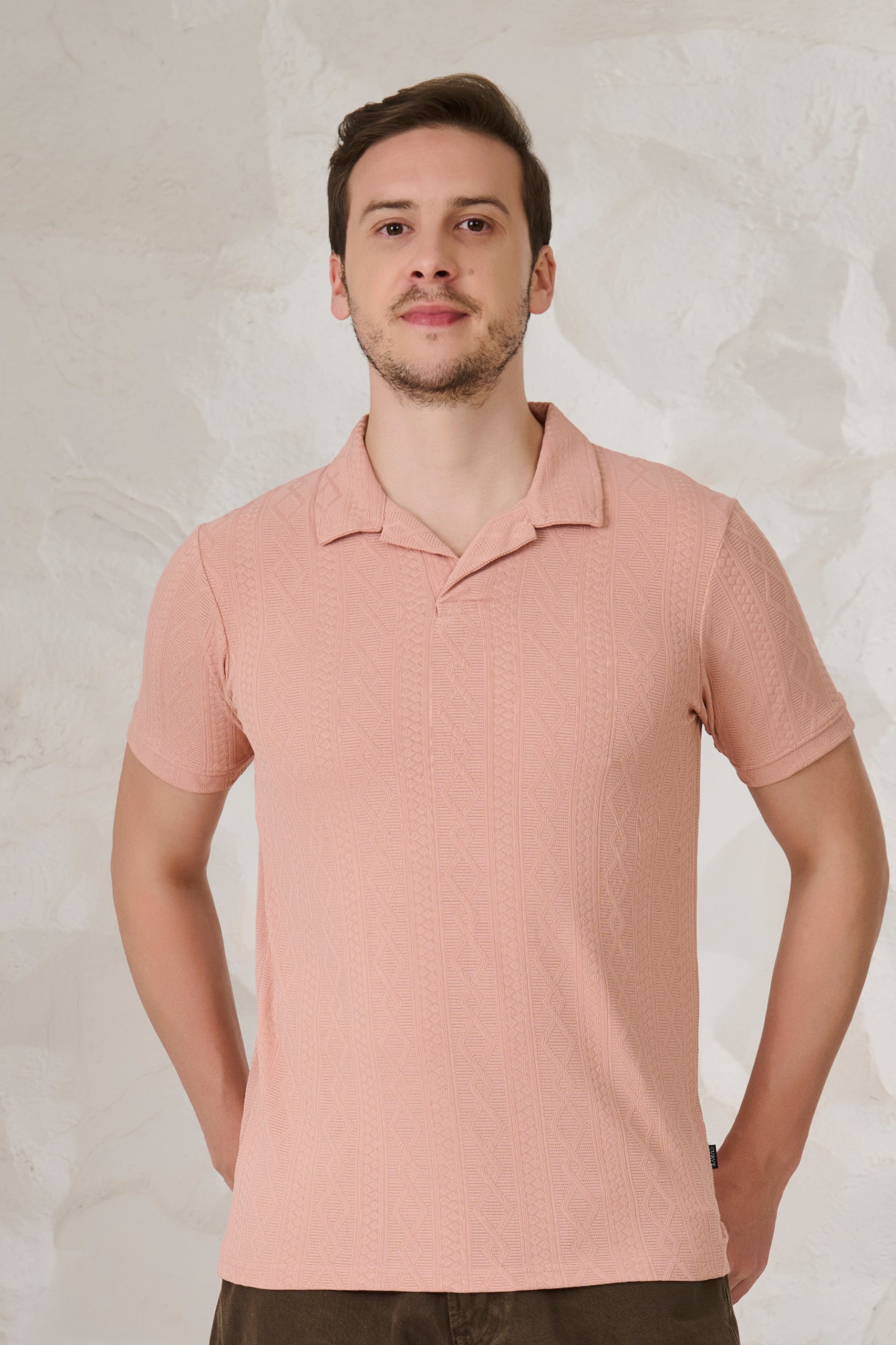 Helical Stripes Textured Cuban T-Shirt